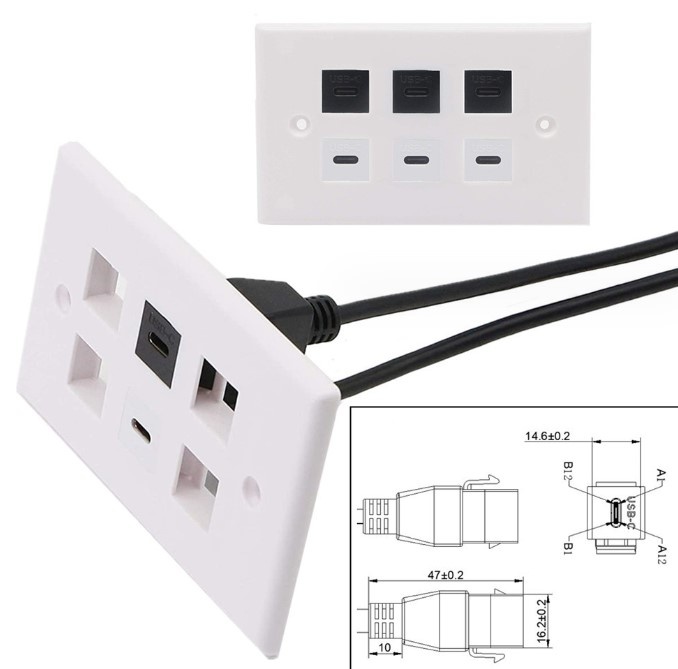 USB 3.1 type-c male to type-c Female Panel Mount Insert Adapter for ...